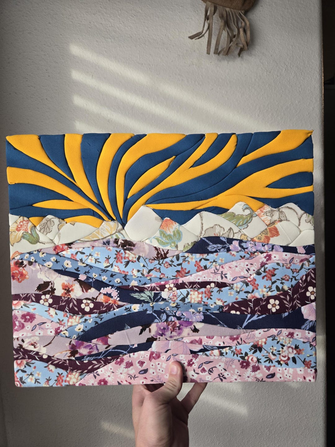 Upcycled Fabric Scrap Kinusaiga Collage Wall Art - 15" X 12 ...