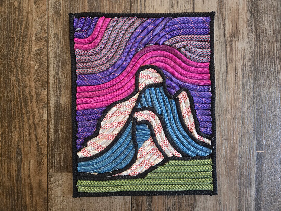 Recycled Climbing Rope Wall Art - 11" X 14" - Glacial Mountain - Etsy