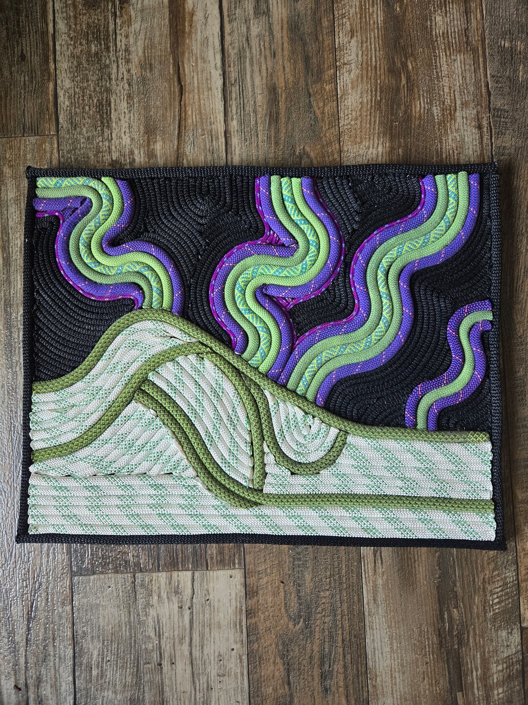 Recycled Climbing Rope Scrap Wall Art - 20" X 16" - Aurora Borealis - Etsy