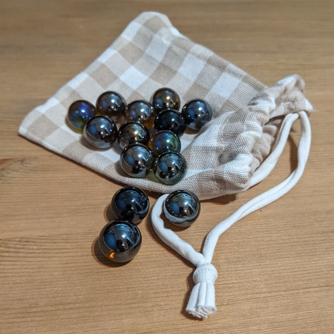 Vintage Glass Marbles, 14 Small Marbles Amber Iridescent Marbles in ...