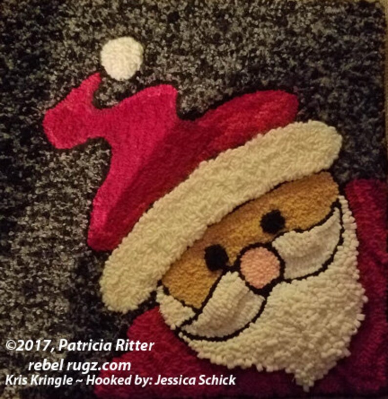 Kris Kringle - Santa - Rug Hooking PATTERN on Rug Warp / Linen / Burlap ...