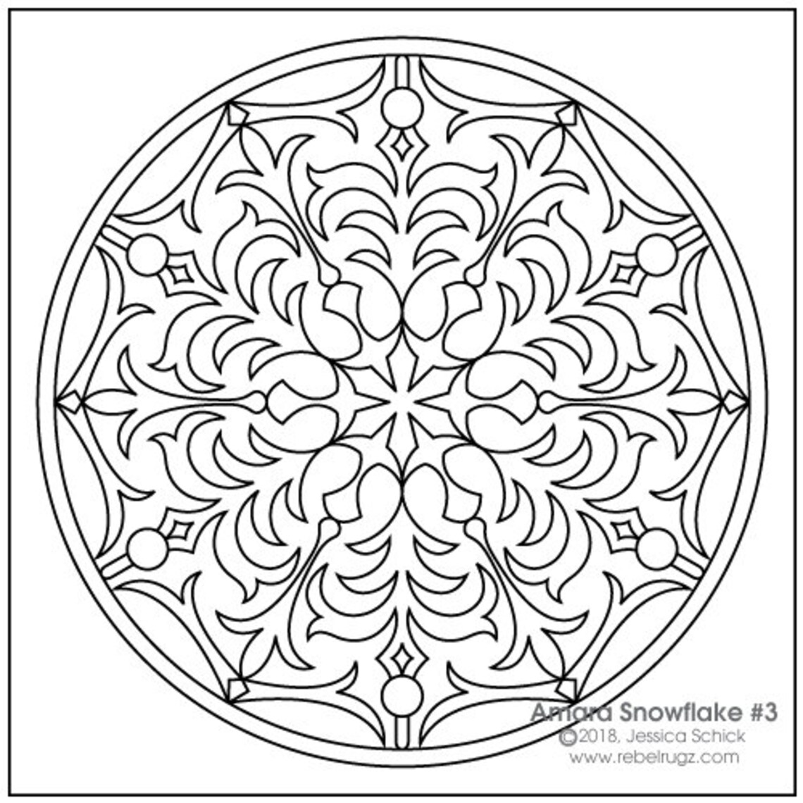 Amara Snowflake #3 - Rug Hooking PATTERN on Rug Warp / Linen / Burlap ...