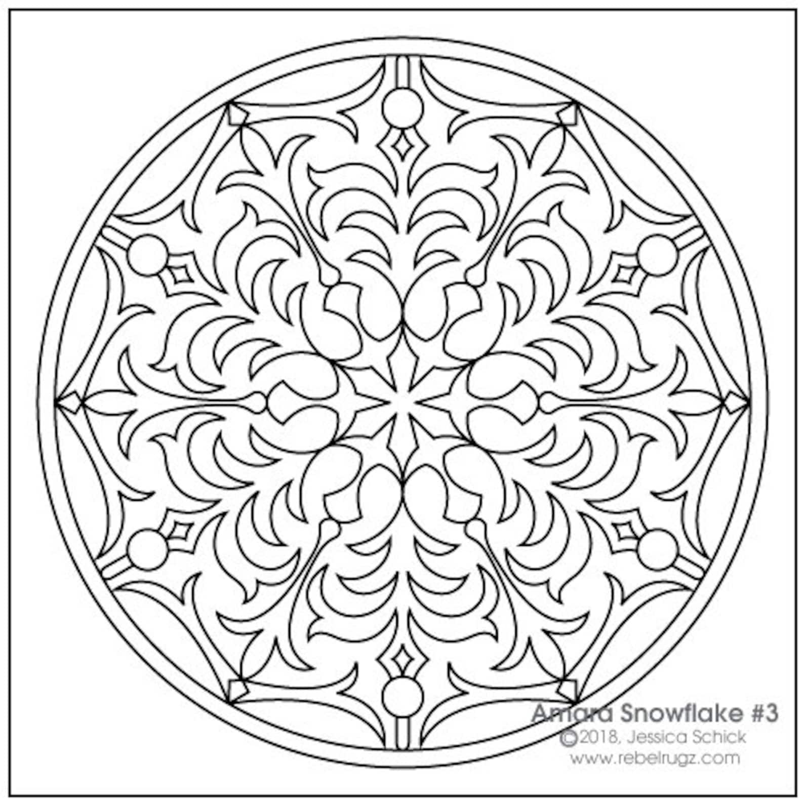 Amara Snowflake #3 - Rug Hooking PATTERN on Rug Warp / Linen / Burlap ...