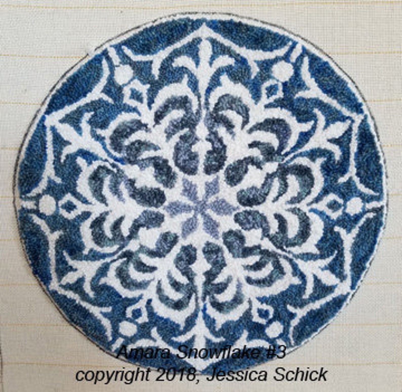 Amara Snowflake #3 - Rug Hooking PATTERN on Rug Warp / Linen / Burlap ...