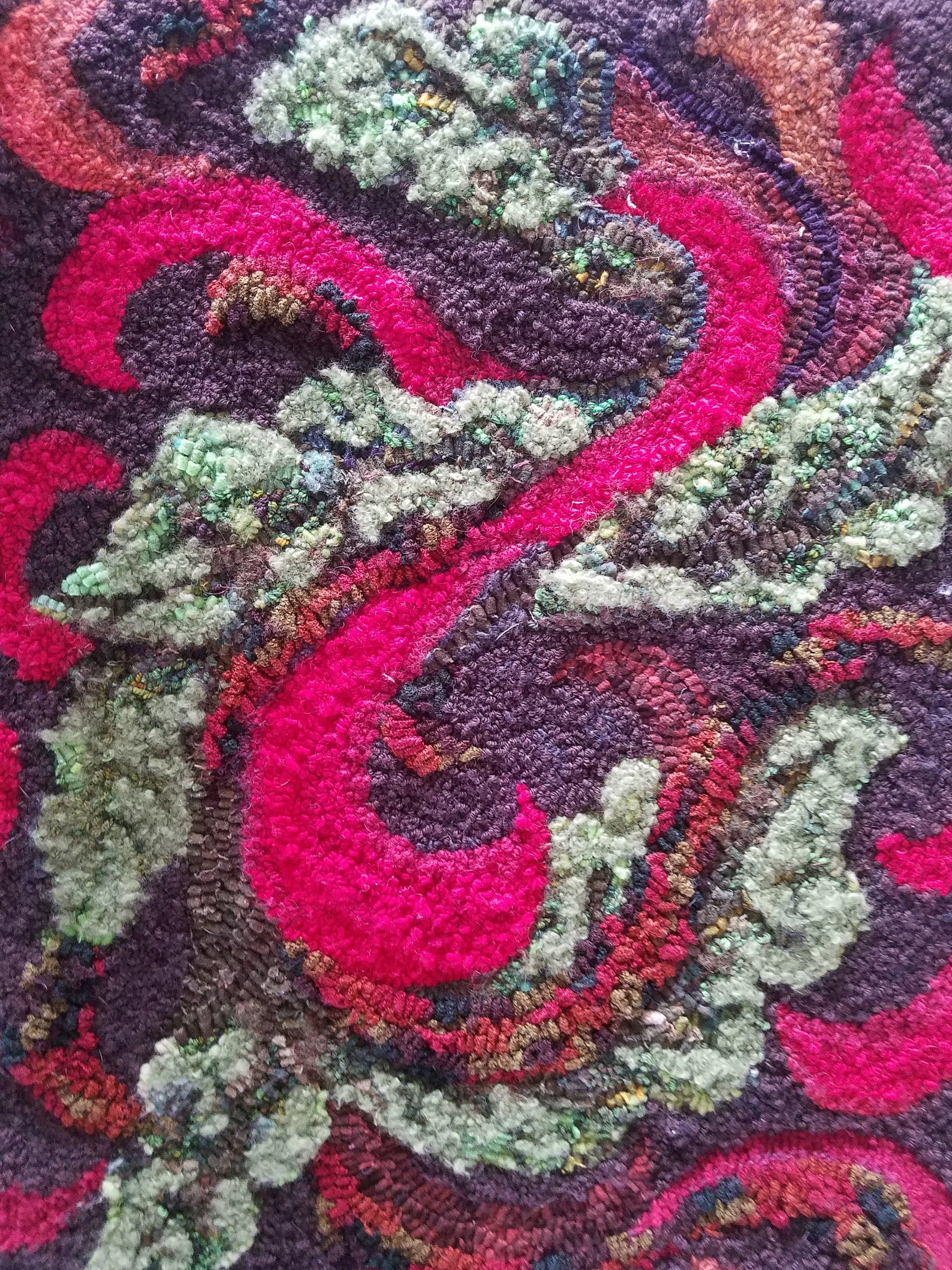 Mossy Leaves & Scrolls - Rug Hooking PATTERN on Rug Warp / Linen ...