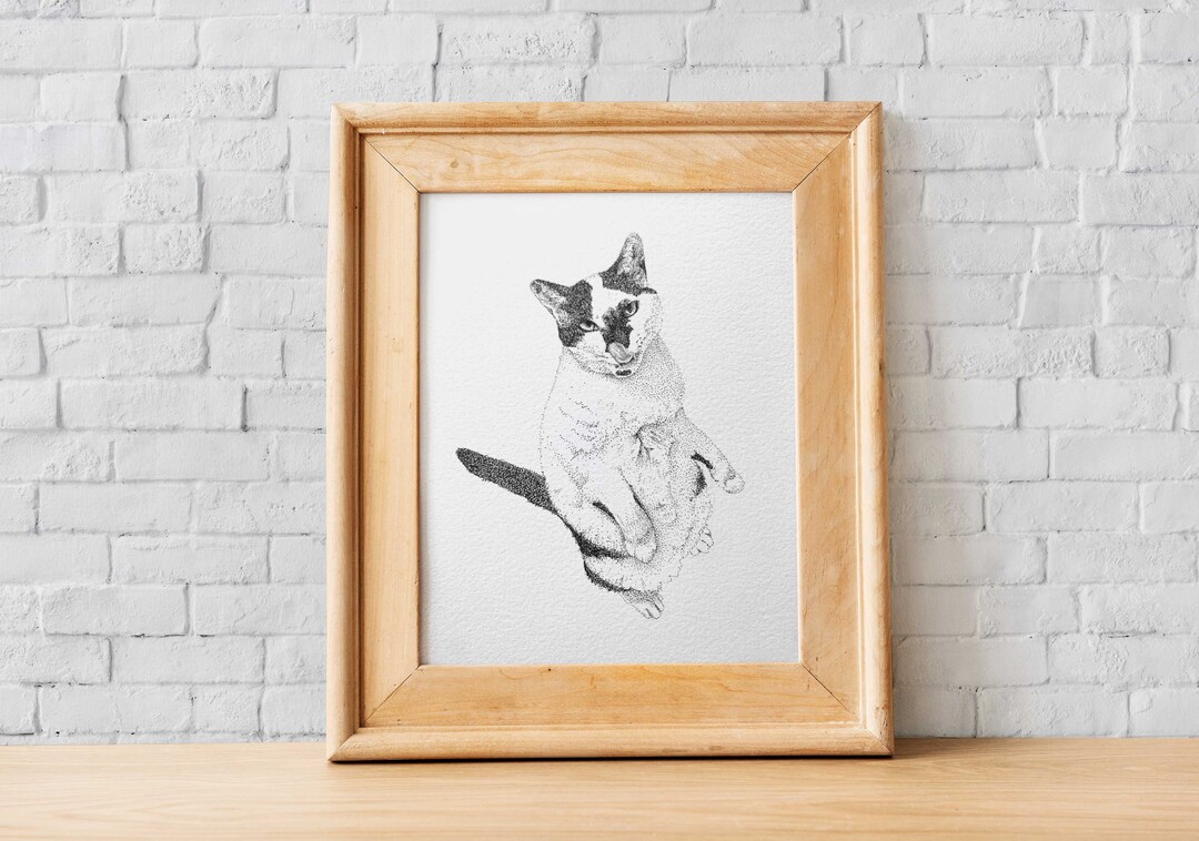 Original Artwork Cat Portrait - Hand Drawn, Handmade Pen & Ink A5 ...
