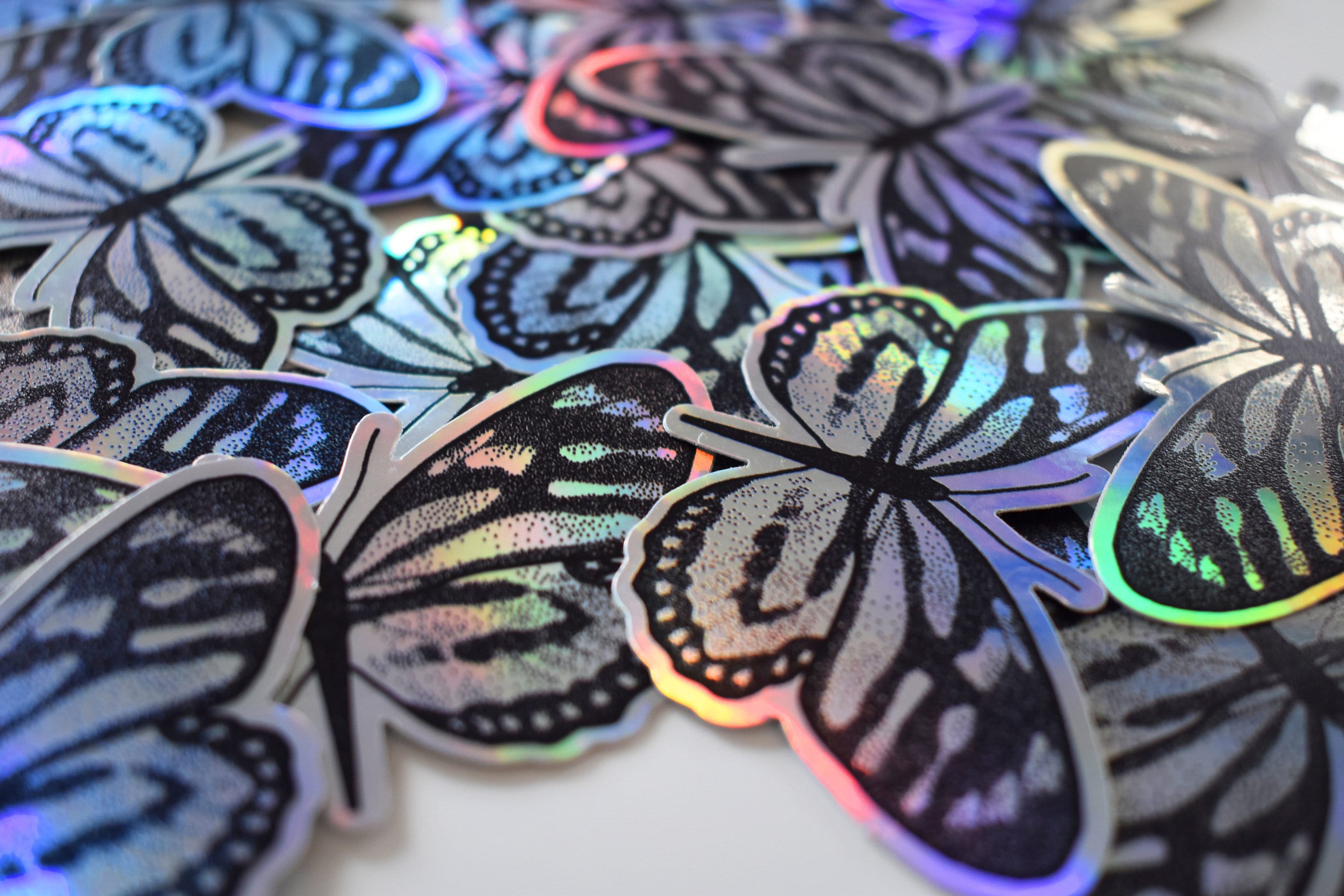 Holographic Butterfly Stickers Hand Drawn Illustration Vinyl | Etsy