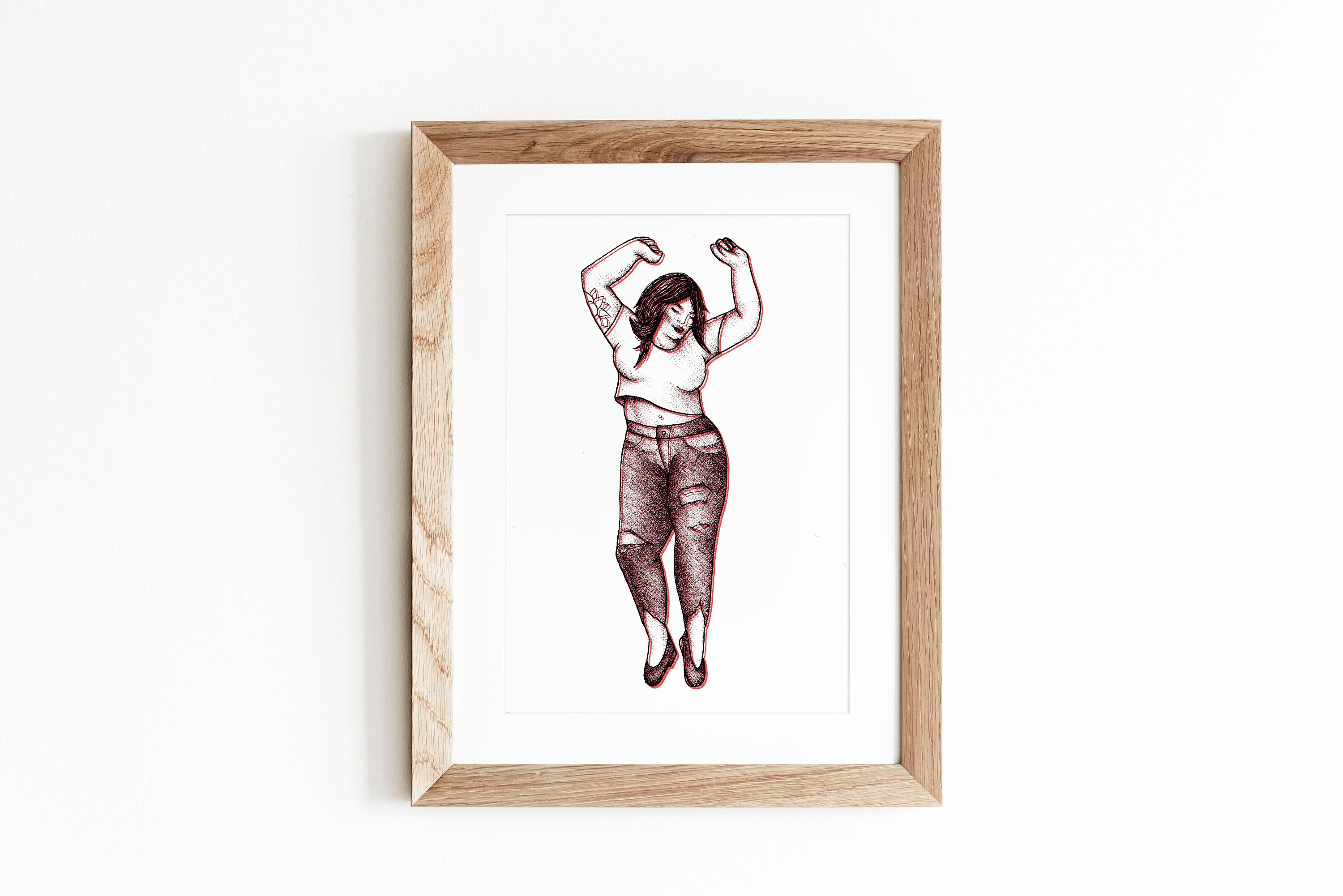Body Positive Print - Wall Art Vivacious Curvy Dancing Woman ...