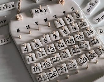 Ceramic Perpetual Wall Calander.new Year Calendar, Unique Monthly ...