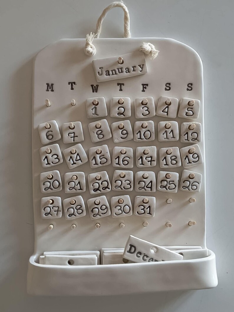 Ceramic Perpetual Wall Calander.new Year Calendar, Unique Monthly , Ceramic Calendar, Wall ...