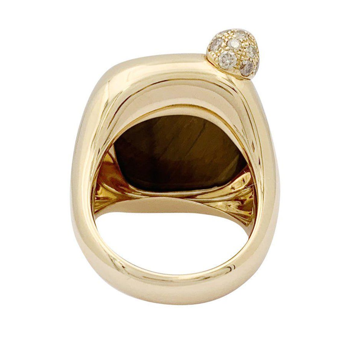 Nice Pomellato Victoria Design 18k Yellow Gold Polish Tiger's Eye Ring ...