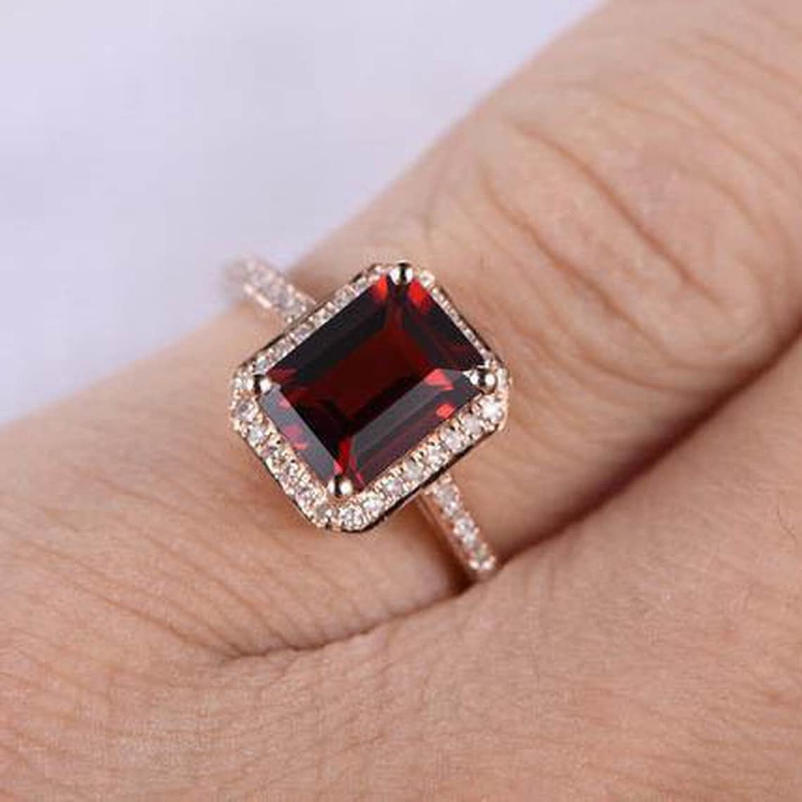 Stunning 14k Rose Gold Plated Garnet Ring 925 Sterling Silver - Etsy