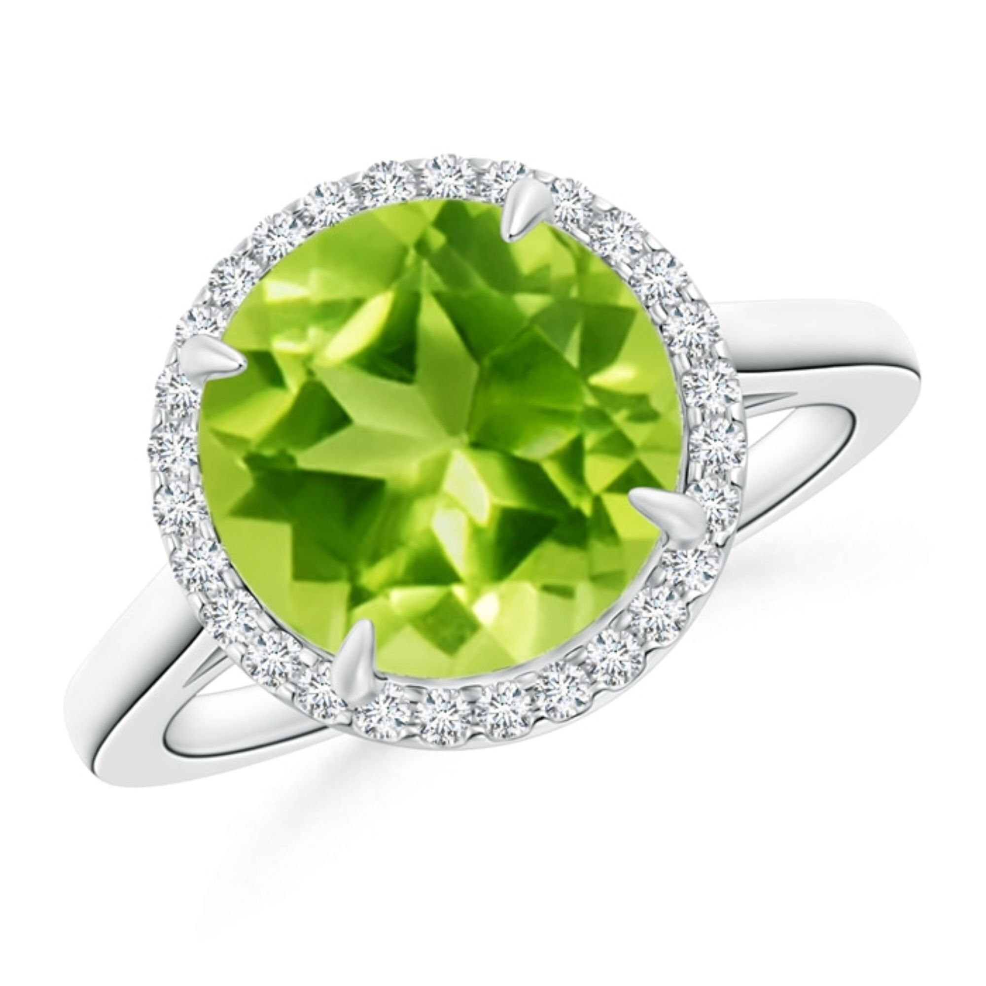 Stunning Peridot Ring for Her, White Gold Plated Ring, Anniversary Ring ...