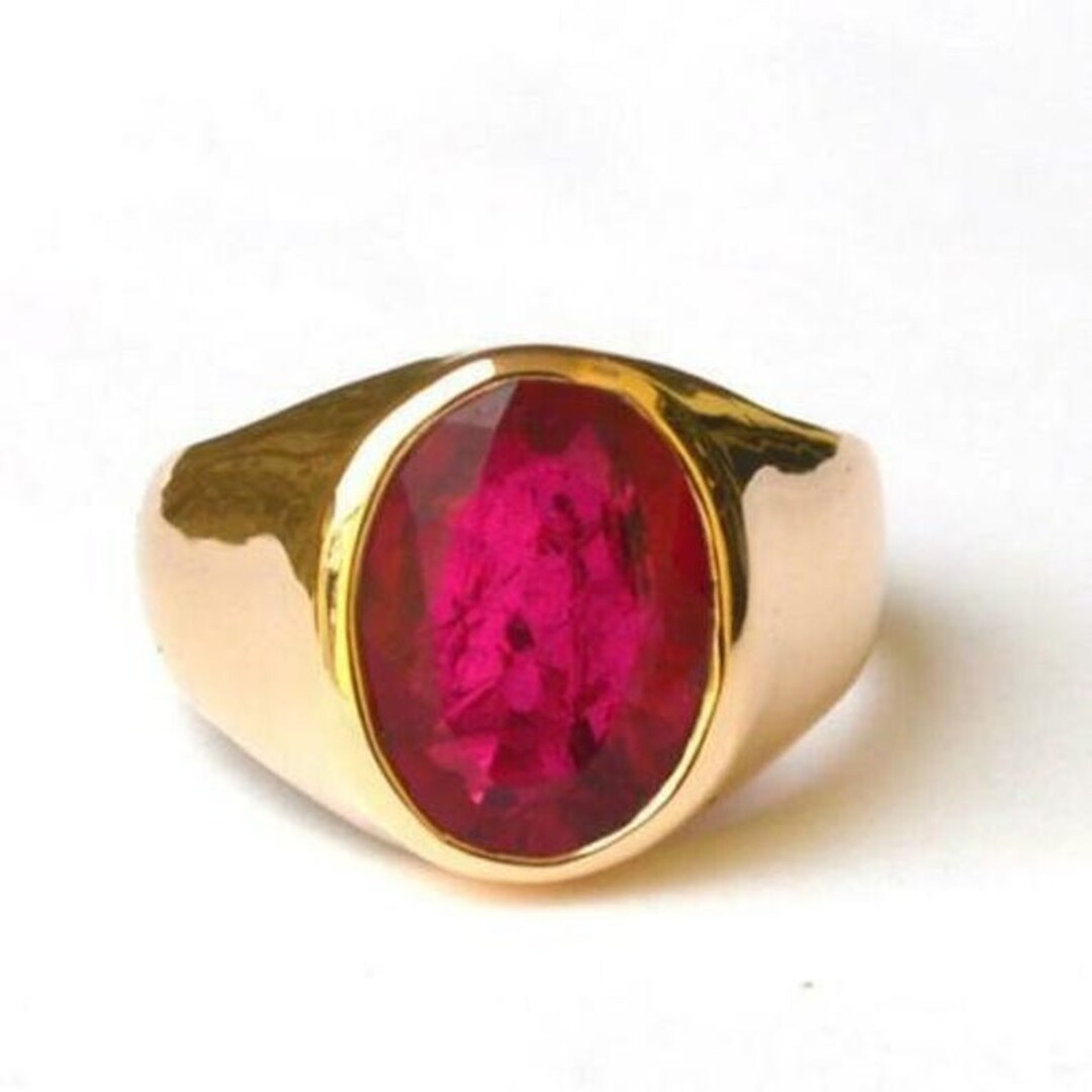 Beautiful Natural Ruby (glass Fill) Ring for Him, 925 Sterling Silver ...