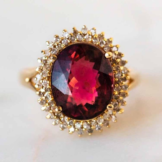 Beautiful Garnet Ring for Her 925 Sterling Silver 14K Yellow | Etsy