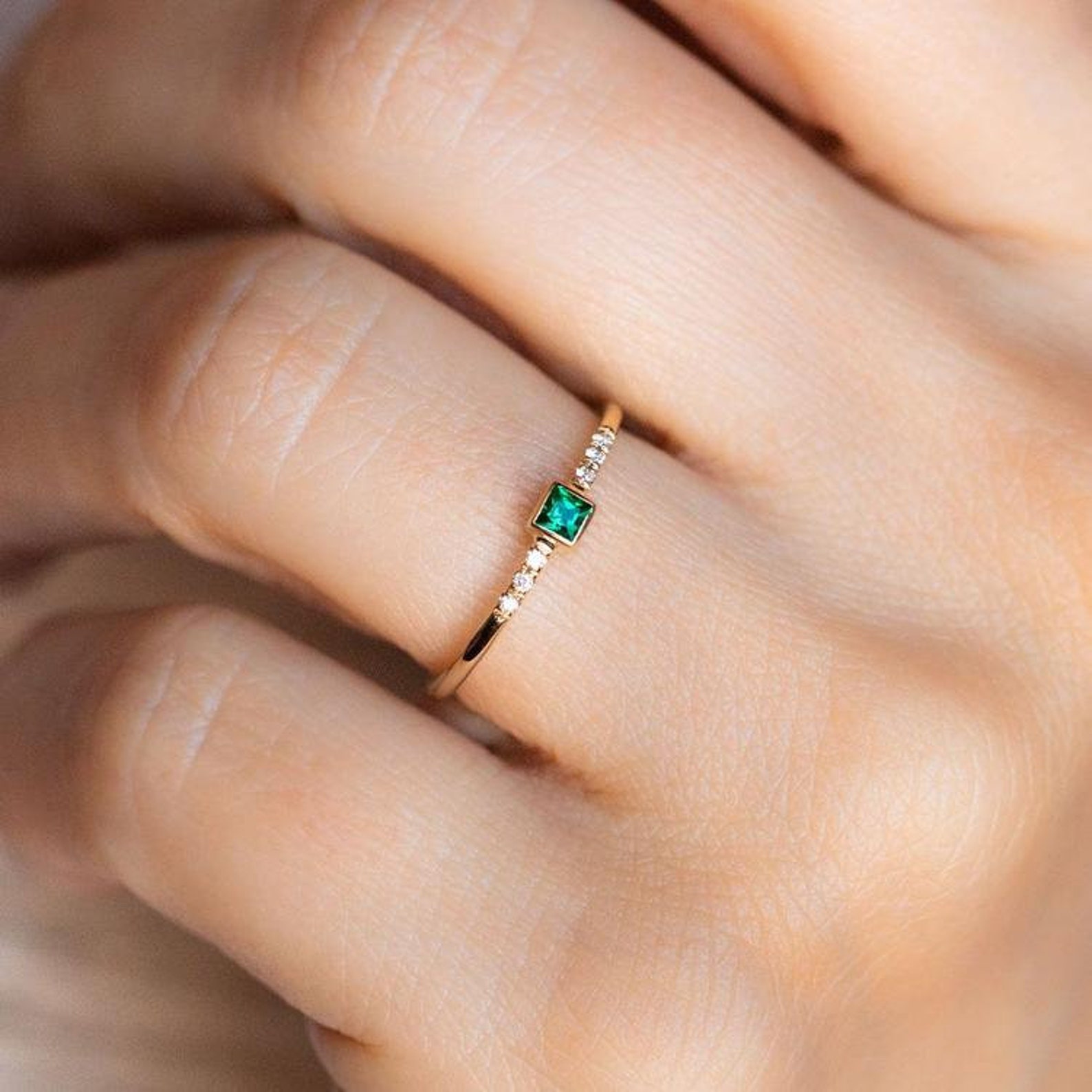 Beautiful Emerald Ring for Her 925 Sterling Silver 14k - Etsy