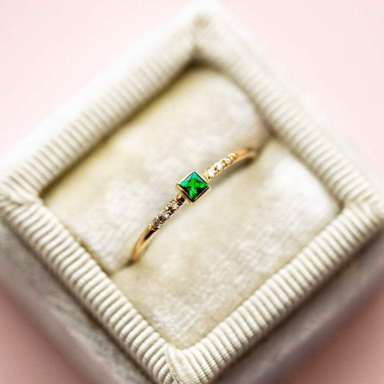 Beautiful Emerald Ring for Her 925 Sterling Silver 14k - Etsy