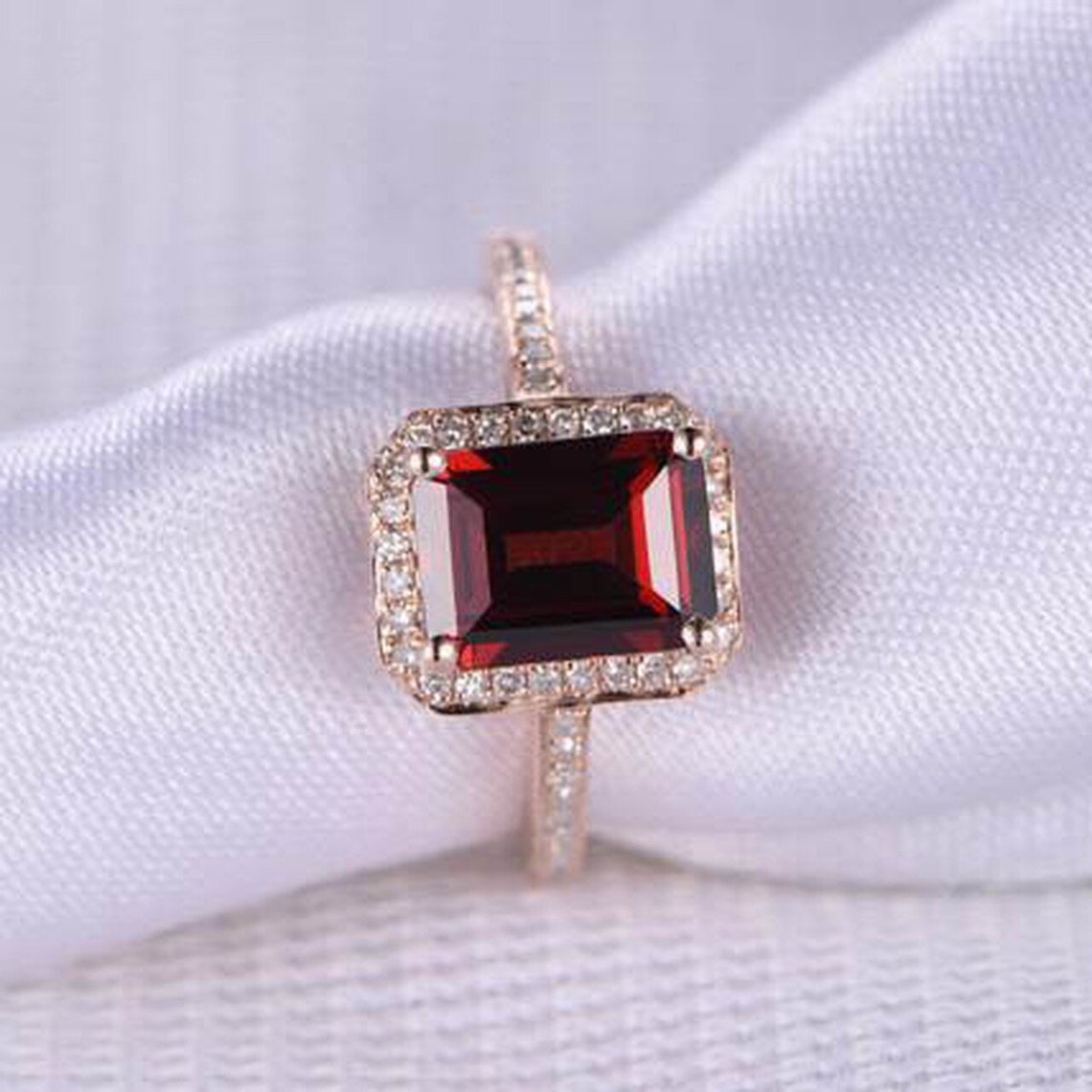 Stunning 14k Rose Gold Plated Garnet Ring 925 Sterling Silver - Etsy