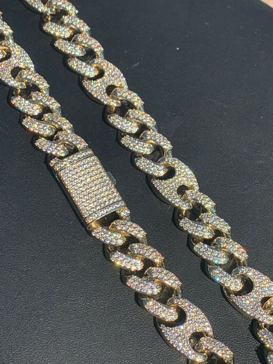 VS1 Quality Moissanite Miami Cuban Gucci Link Chain | 925 Sterling ...
