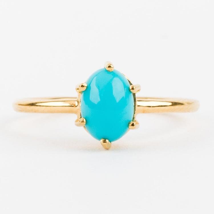 Beautiful Turquoise Ring for Her 14k Yellow Gold Plated 925 | Etsy