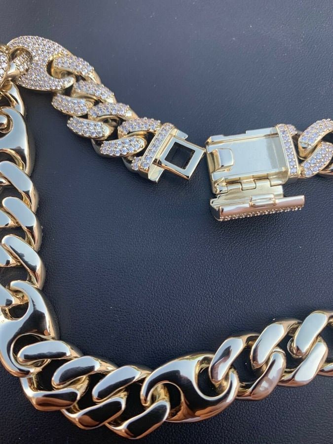 VS1 Quality Moissanite Miami Cuban Gucci Link Chain 925 | Etsy