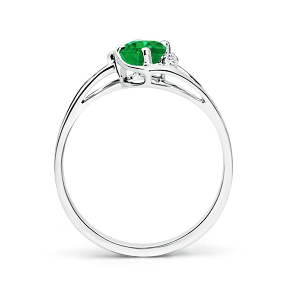 Beautiful Emerald Ring for Her, 925 Sterling Silver, White Gold Plated ...