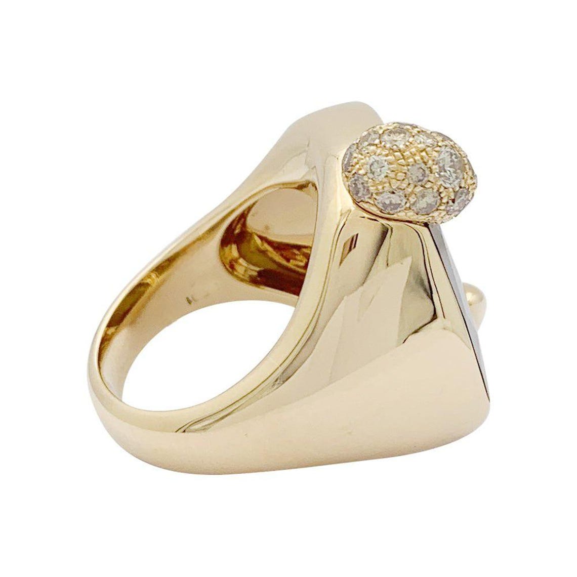 Nice Pomellato Victoria Design 18k Yellow Gold Polish Tiger's Eye Ring ...