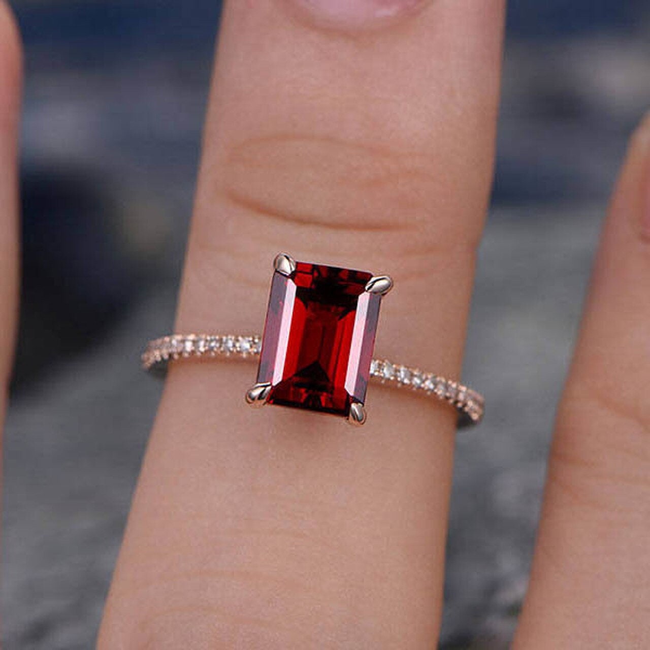 Stunning 14k Rose Gold Plated Garnet Ring, 925 Sterling Silver Ring ...