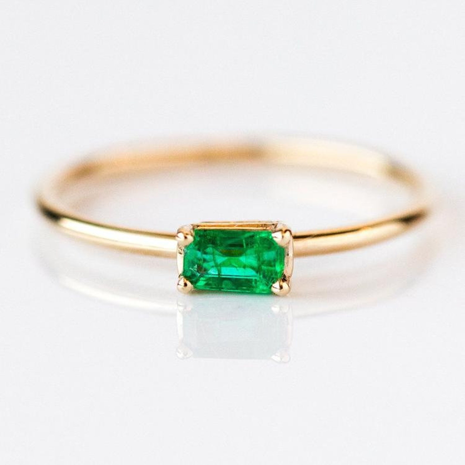 Beautiful Emerald Ring for Her, 925 Sterling Silver, 18k Rose Gold ...