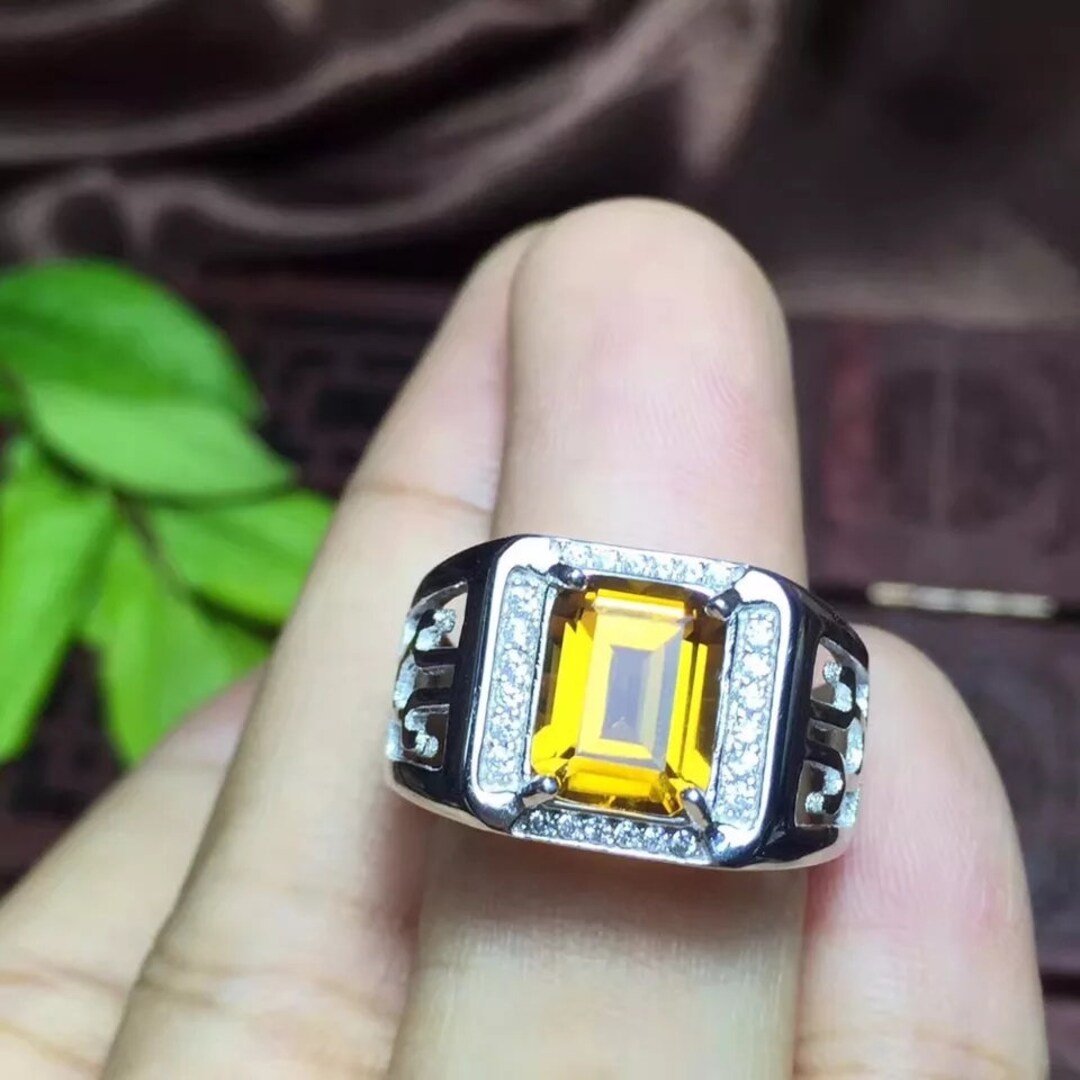 Stunning Men's Ring, Citrine Ring, 925 Sterling Silver Ring ...