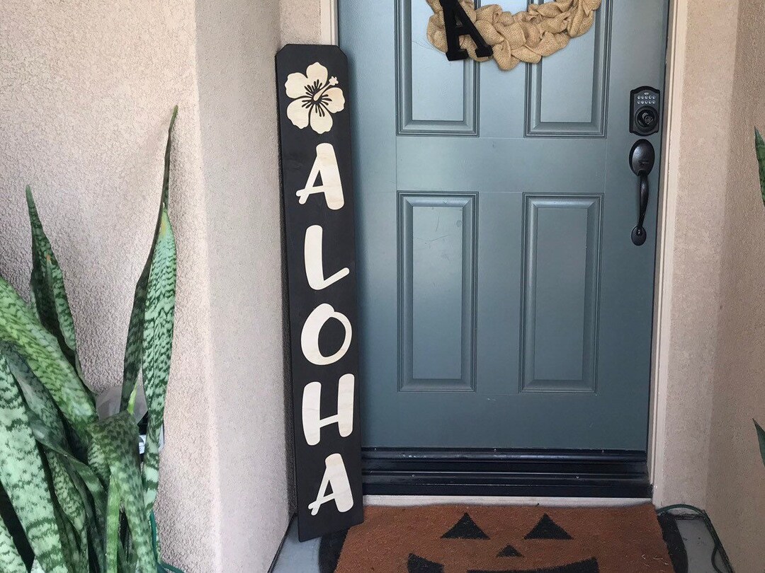 Aloha Welcome Sign – Hawaii Porch Sign – Customizable Hawaiian Wood ...