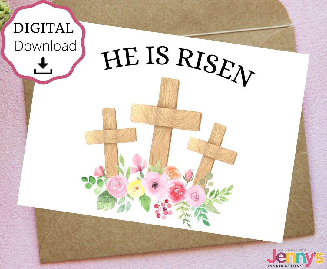 He is Risen Easter Card Easter Greeting Card Cross Greeting Card - Etsy