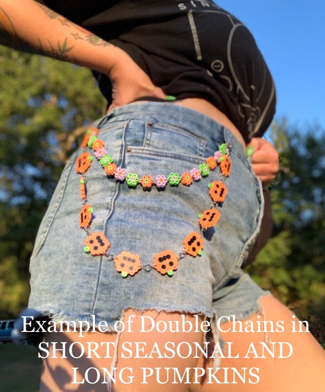 Jean/belt/wallet Spooky Pumpkins Flowers Rainbow Belt Loop Chains ...