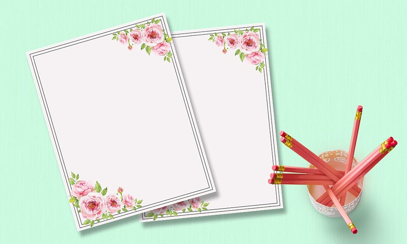 Elegant Stationery Writing Paper with Cute Floral Designs - Etsy 日本