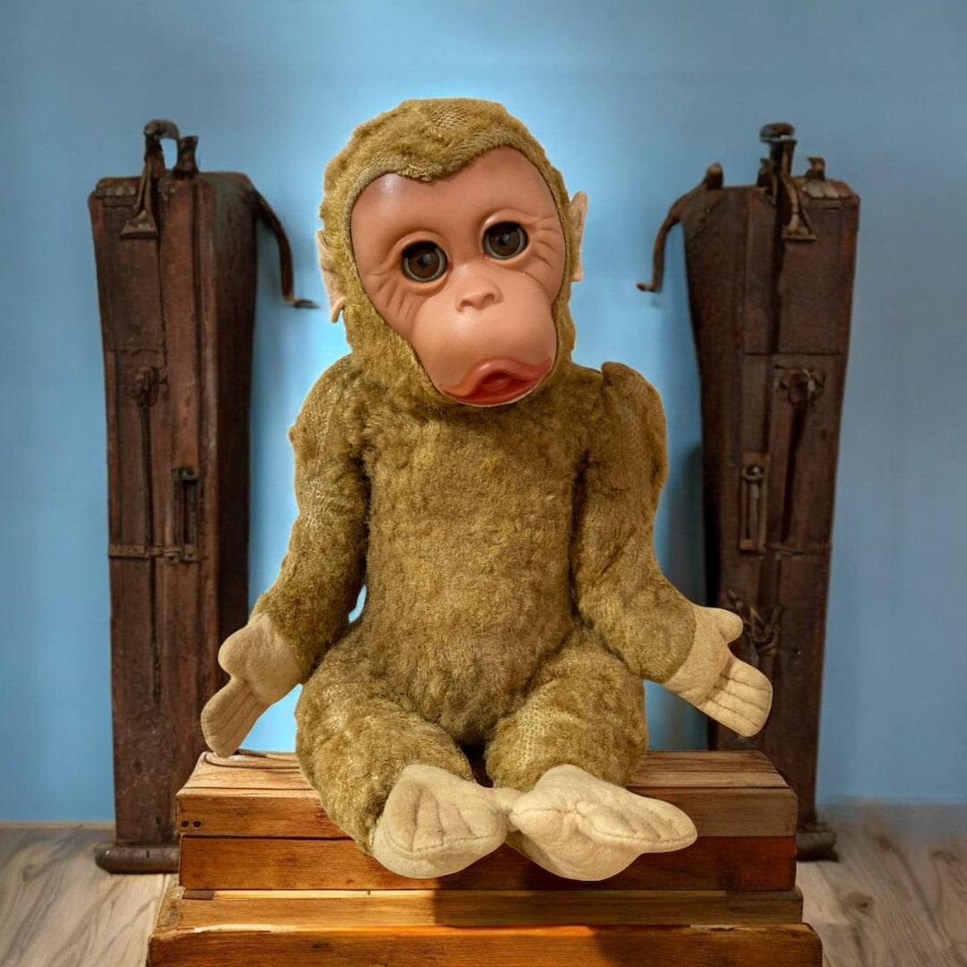 Vintage Plush Monkey, Rubber Face Eyes Move 15 Inches Plush Dolls - Etsy