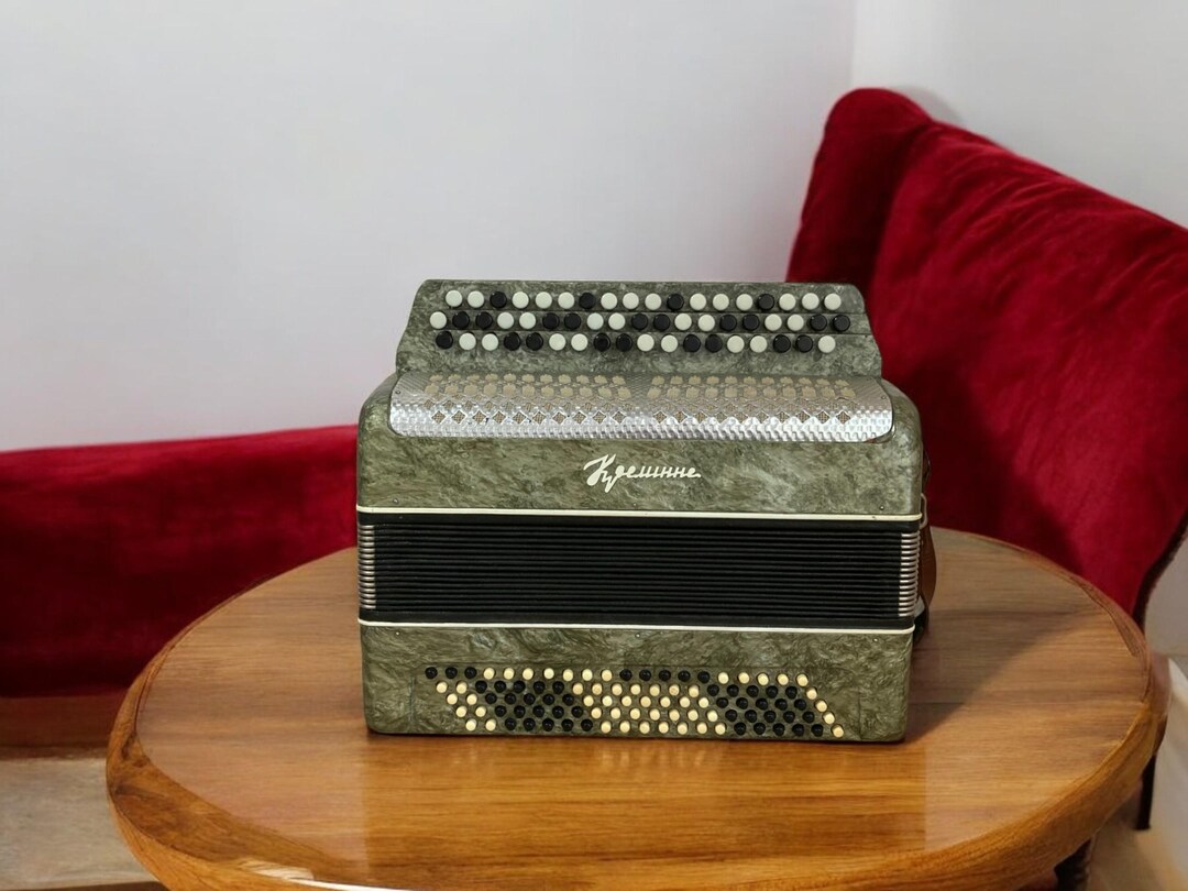 Vintage Bayan Accordion Tembr, Chromatic Button Accordion, 3 Rows 100 ...