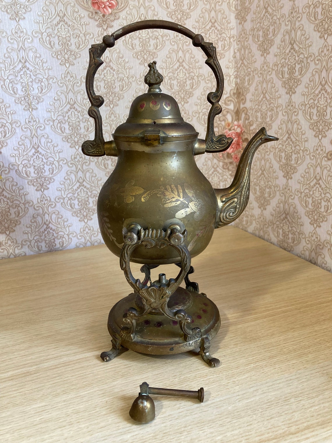 Vintage Brass Tipping Tea Pot With Tipping Stand and Burner - Etsy Canada