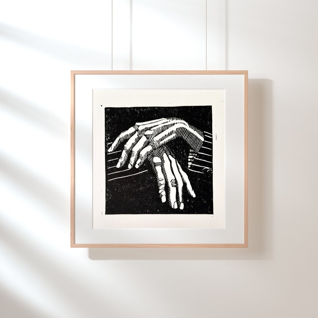 HANDS Handmade Linocut Print - Etsy
