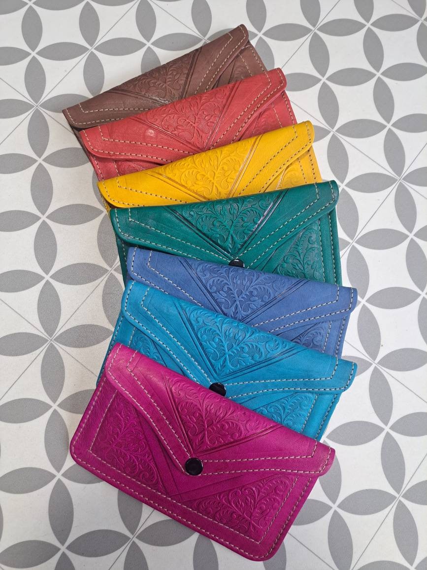 Handmade Moroccan Leather Purse Large Multicolours - Etsy UK