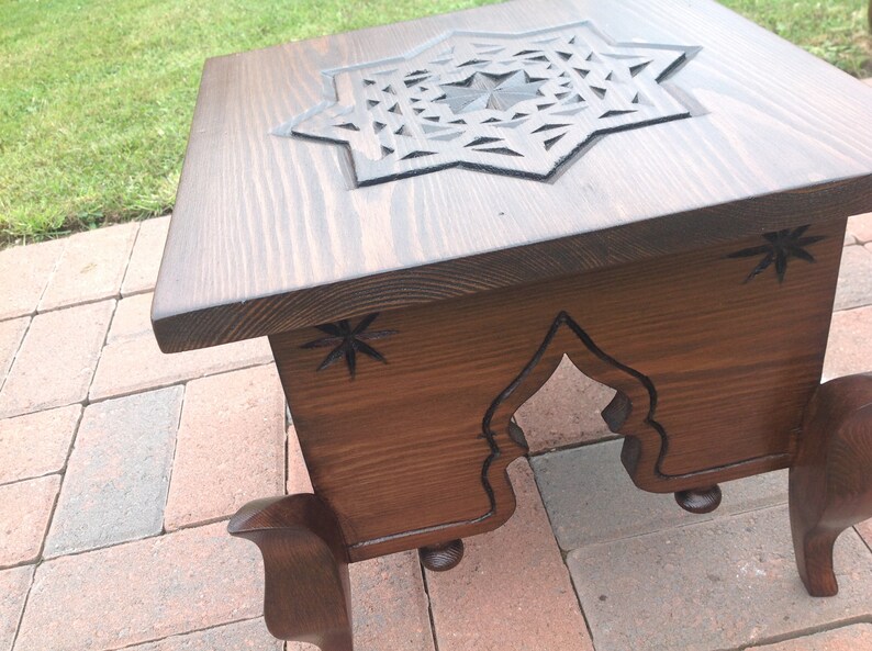 Wooden Side Table With Decorative (cobra Style) Legs and Hand Carved ...