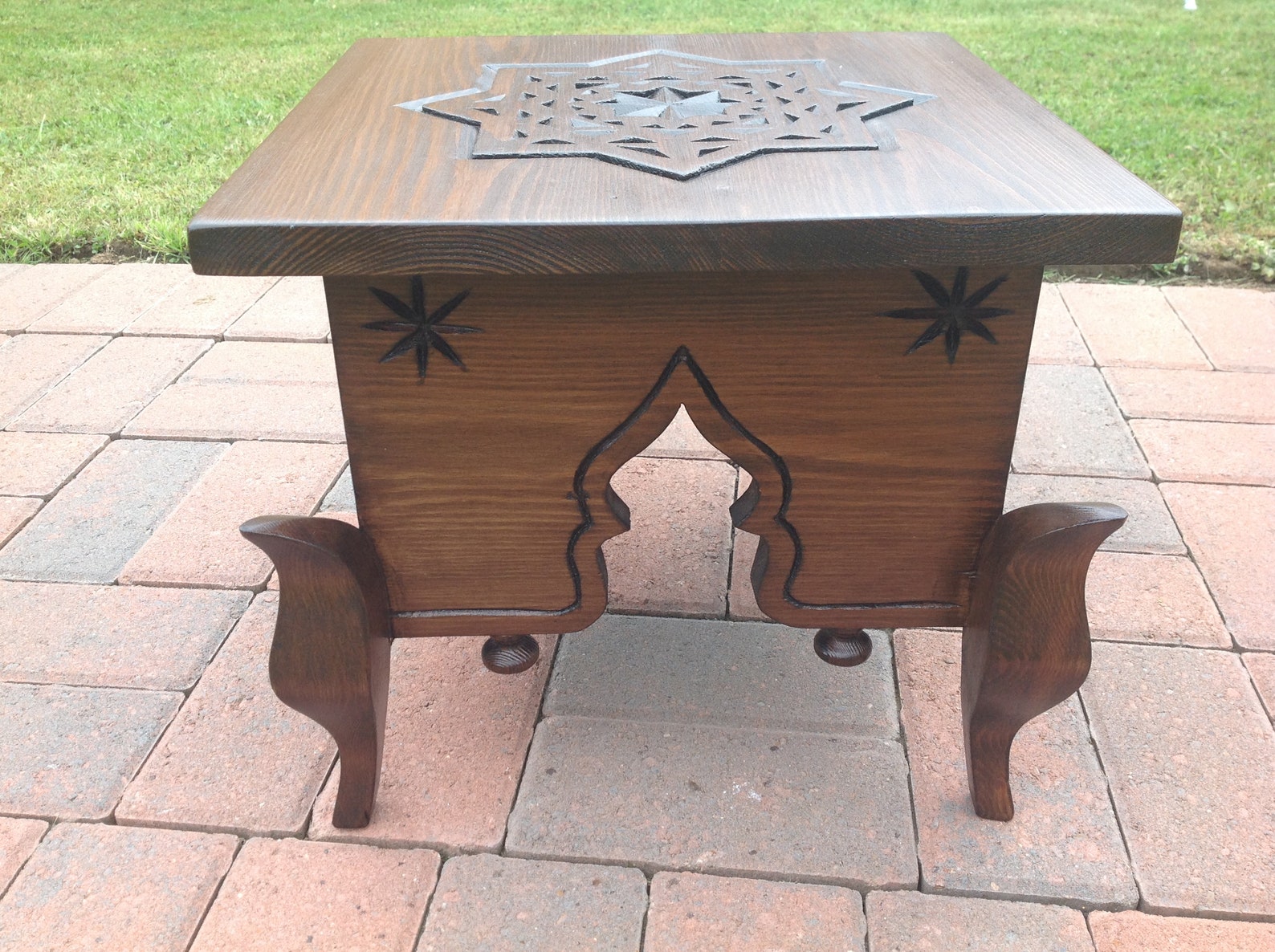 Wooden Side Table With Decorative (cobra Style) Legs and Hand Carved ...
