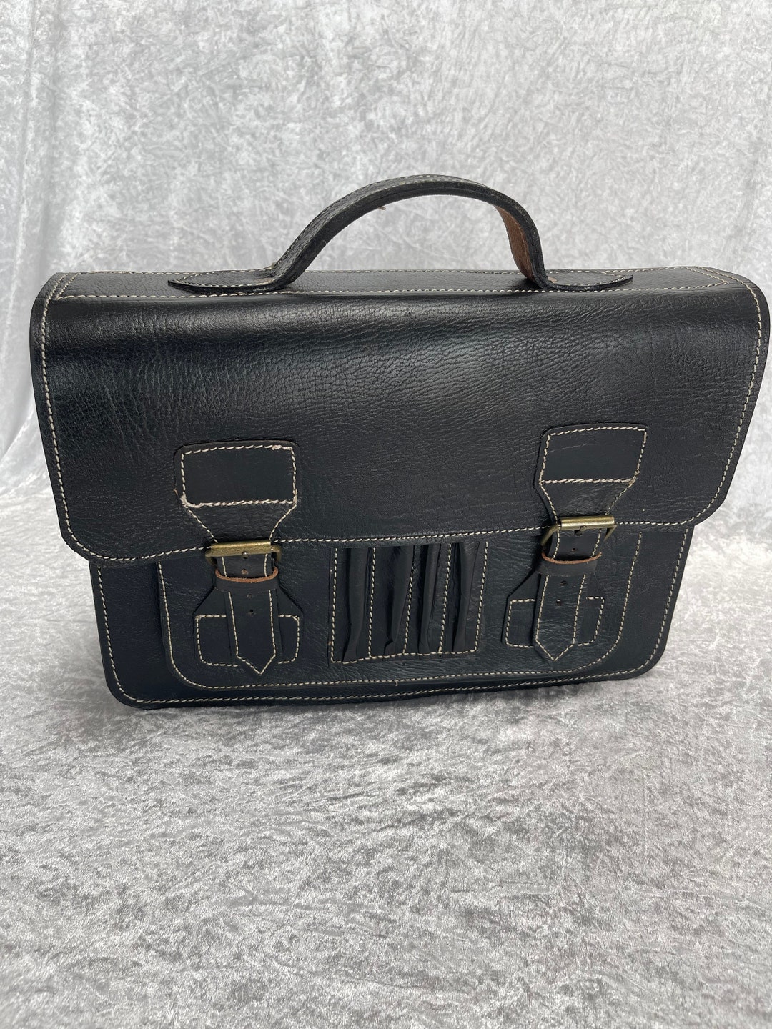 Satchel - Hand-made Moroccan Black Leather Satchel With Handle Large - Etsy