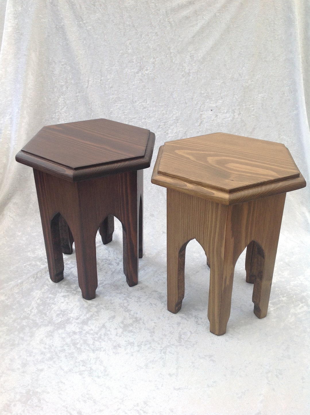 Handmade Hexagonal Side Table: Gothic Redwood End Table - Etsy