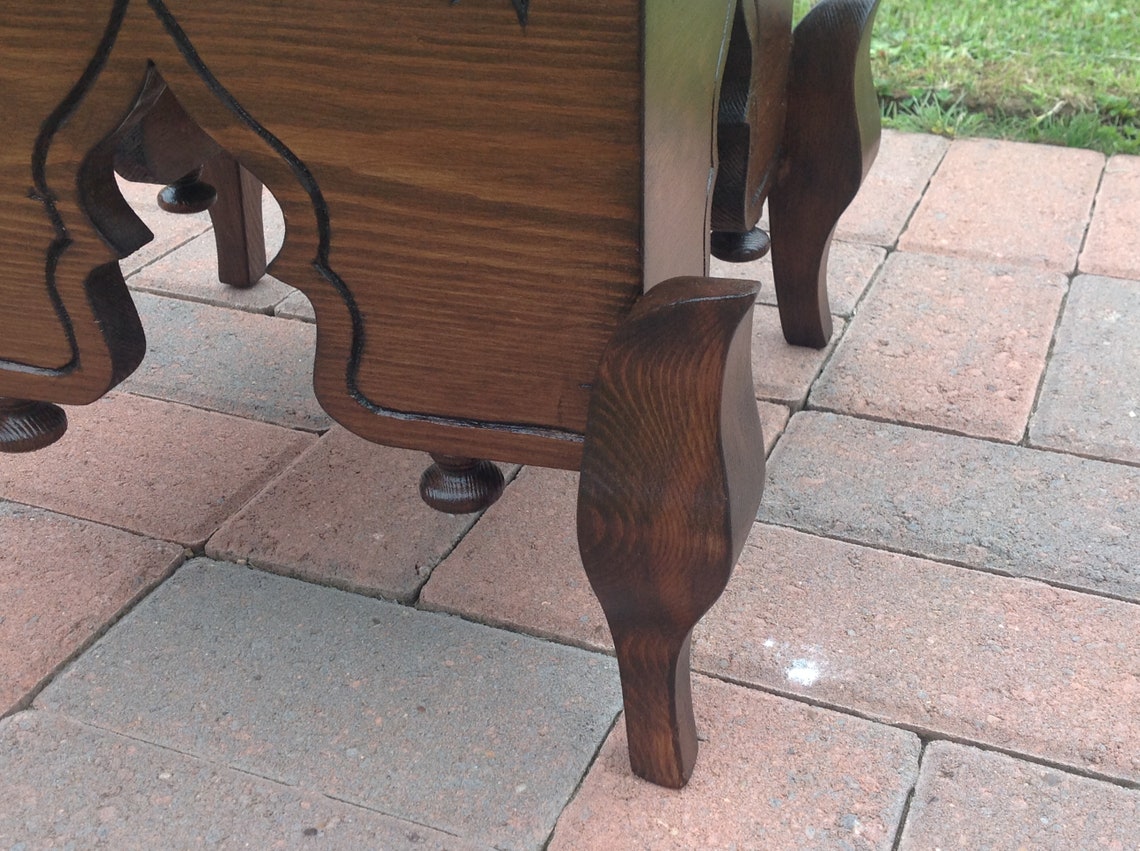 Wooden Side Table With Decorative (cobra Style) Legs and Hand Carved ...