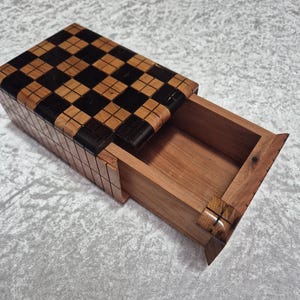 Handmade Wooden Puzzle Box Chequered Black - Etsy