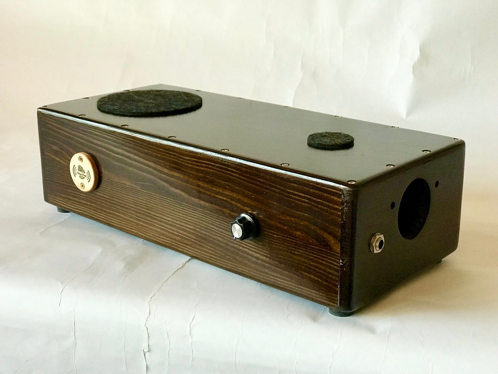 Wooden Electroacoustic Stomp Box Foot Percussion With Tambourine and ...