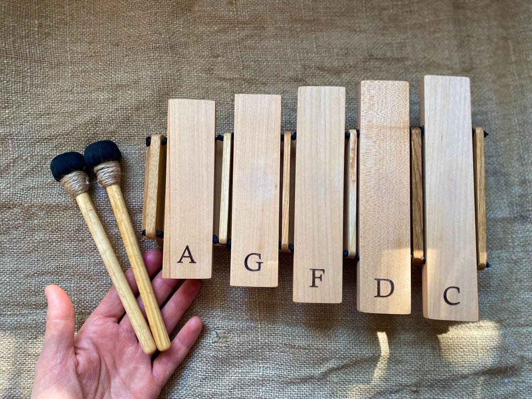 Wooden Xylophone: 5-note Maple & Oak Percussion Musical Instrument - Etsy