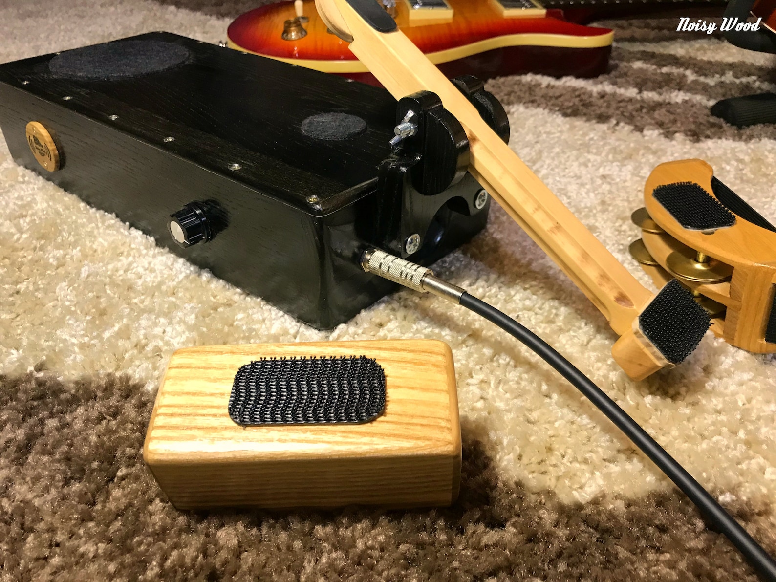 Wooden Electroacoustic Stomp Box Foot Percussion With Tambourine and ...