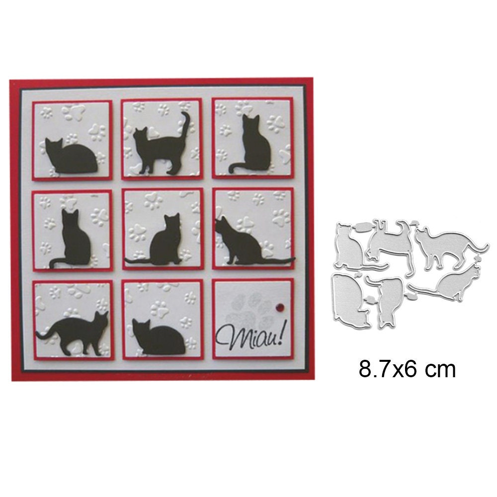 6pcs Little Cats Cutting Die,craft Dies, Stencil Template,scrapbooking ...