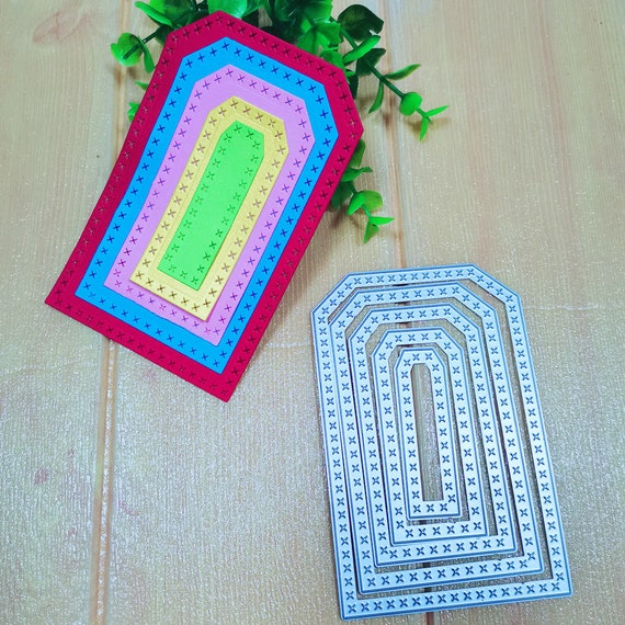 Stitched Rectangle Frame Metal Cutting Diecraft Dies Stencil - Etsy